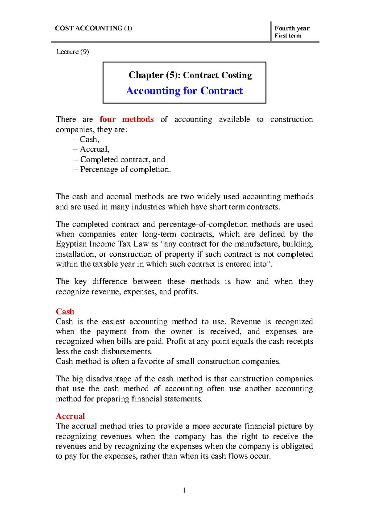 20 - Cost Accounting (1) - Chapter (5) - Contract Costing - Part 2 ...