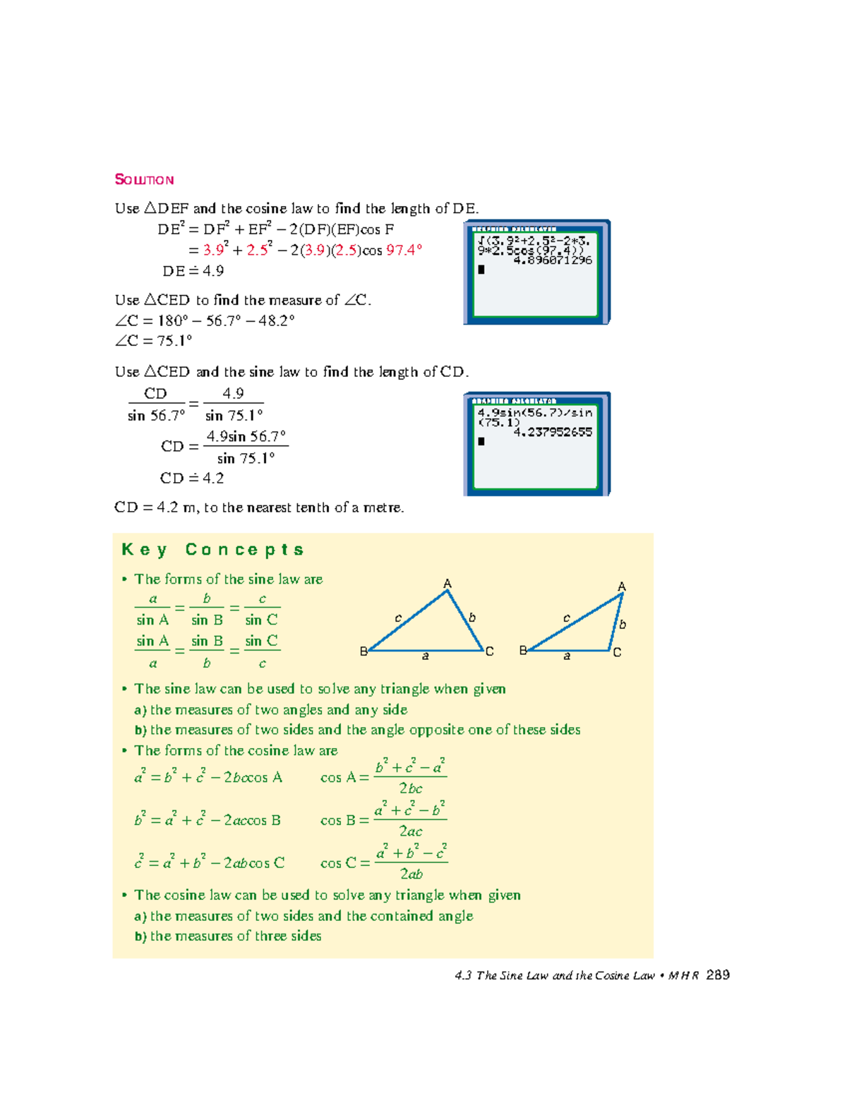 Sine Cosine Law mixed practice - 4 The Sine Law and the Cosine Law ...