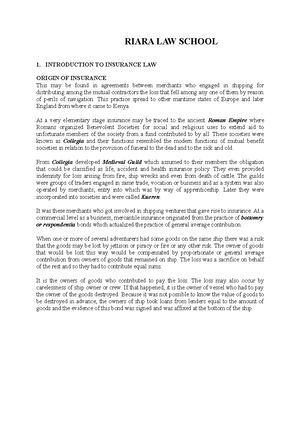 Insurance Law - LLB Notes - Lecture Notes - KLE LAW ACADEMY BELAGAVI ...