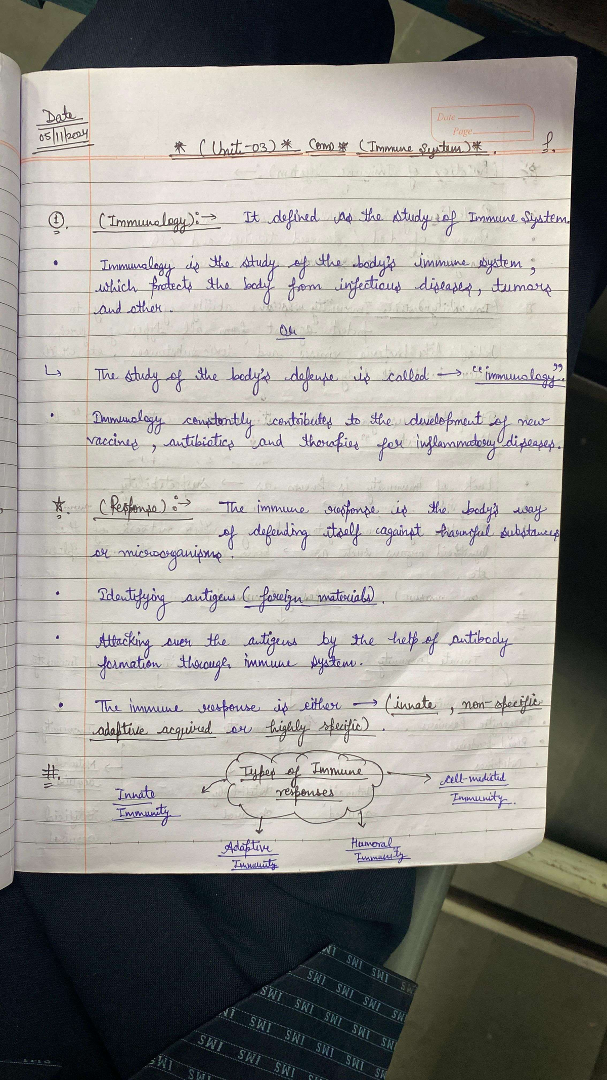 Microbiology & Immunology UNIT 3 Study Notes: Immune Response and ...