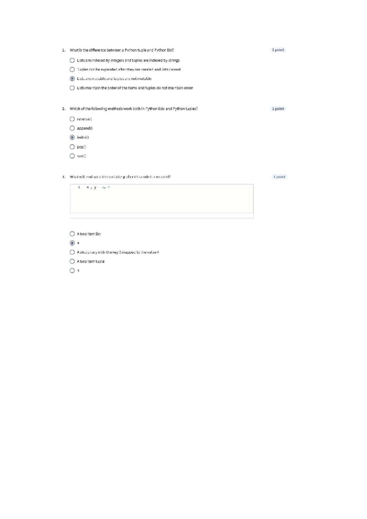 Chapter 10 Quiz - Python Lists vs Tuples (Module 6) - Studocu