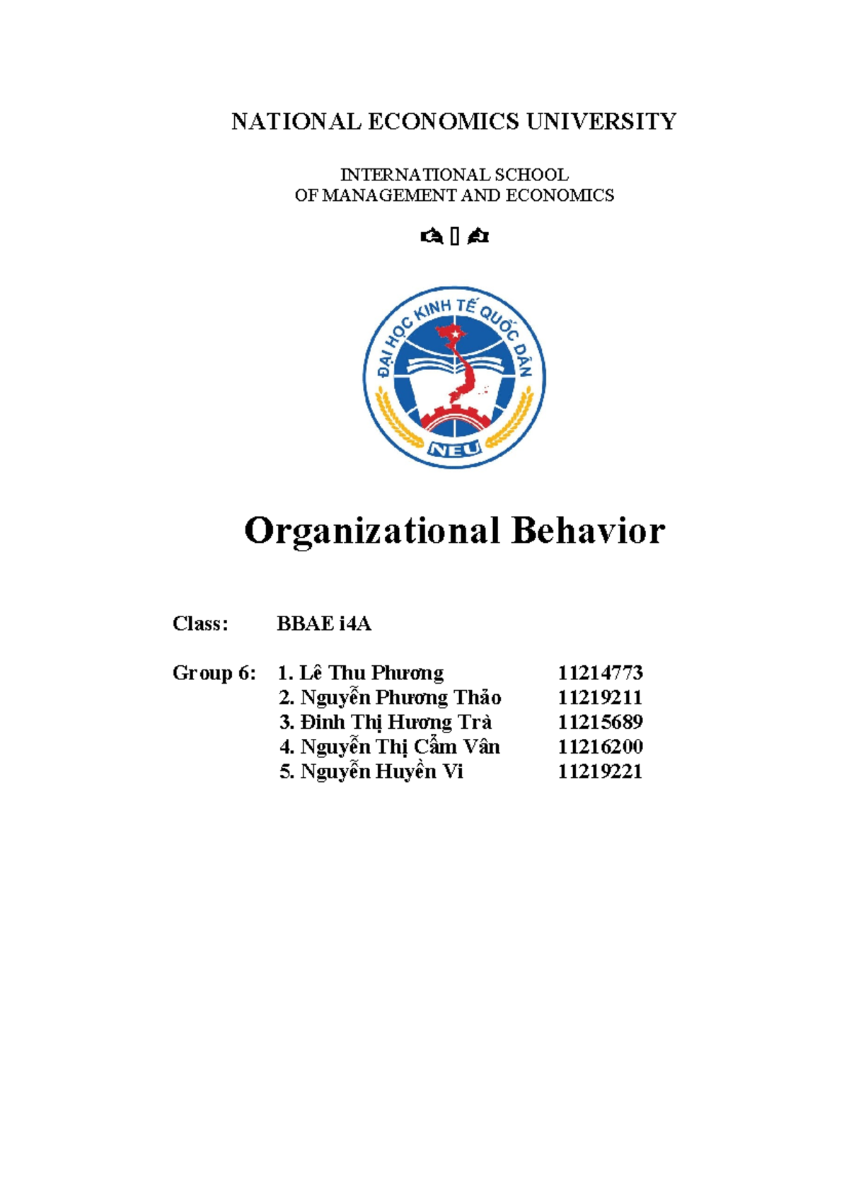 Ob - hihi - NATIONAL ECONOMICS UNIVERSITY INTERNATIONAL SCHOOL OF ...