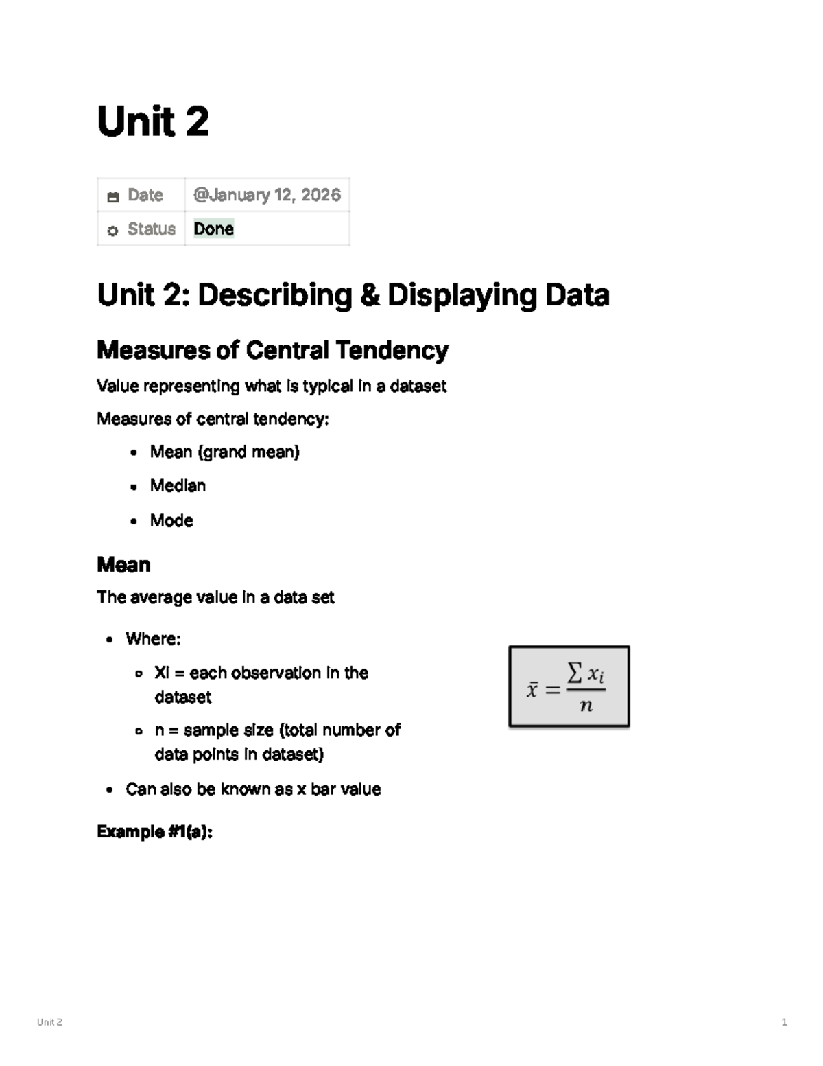 Stats - Unit 2: Measures of Central Tendency & Variation - Studocu