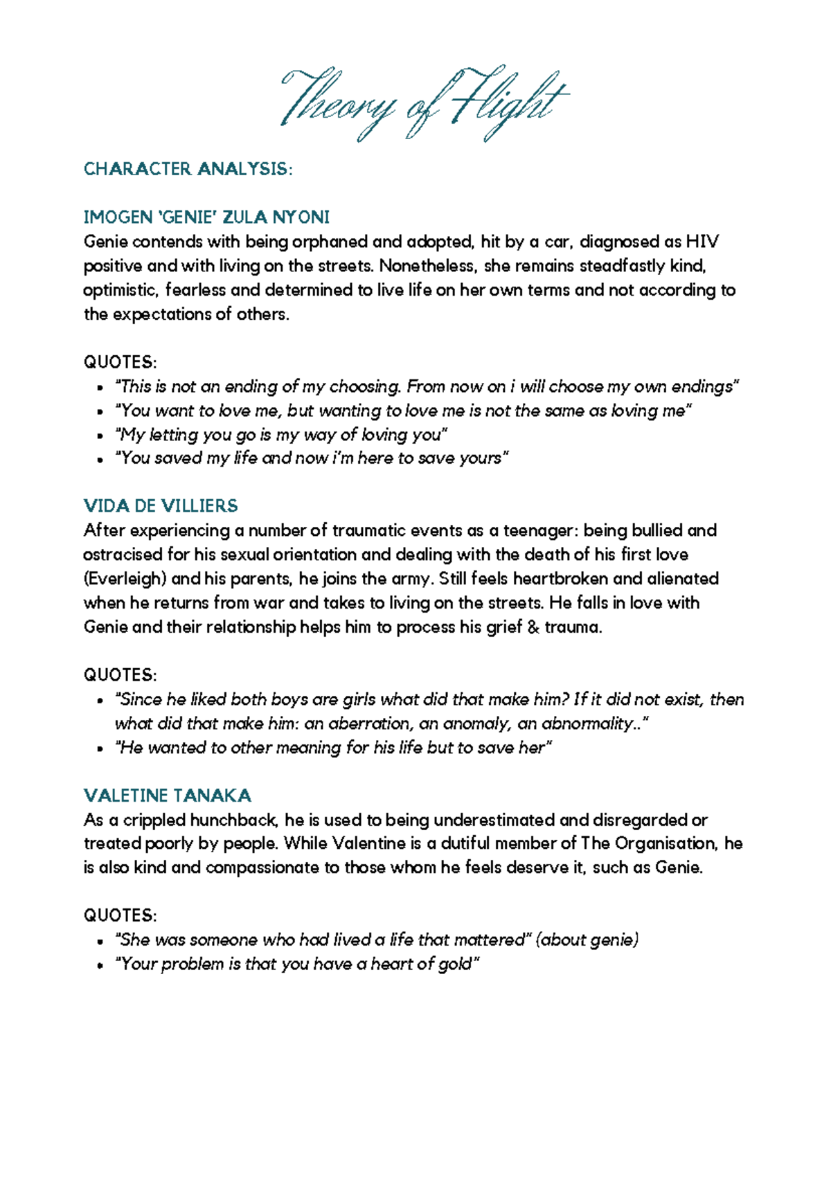 Theory of Flight: Character Analysis of Key Figures in the Narrative ...