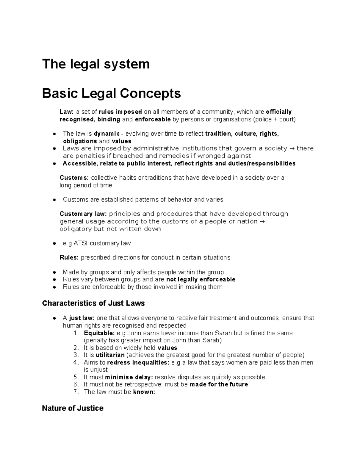 Legal System Overview: Key Concepts and Principles (LAW101) - Studocu