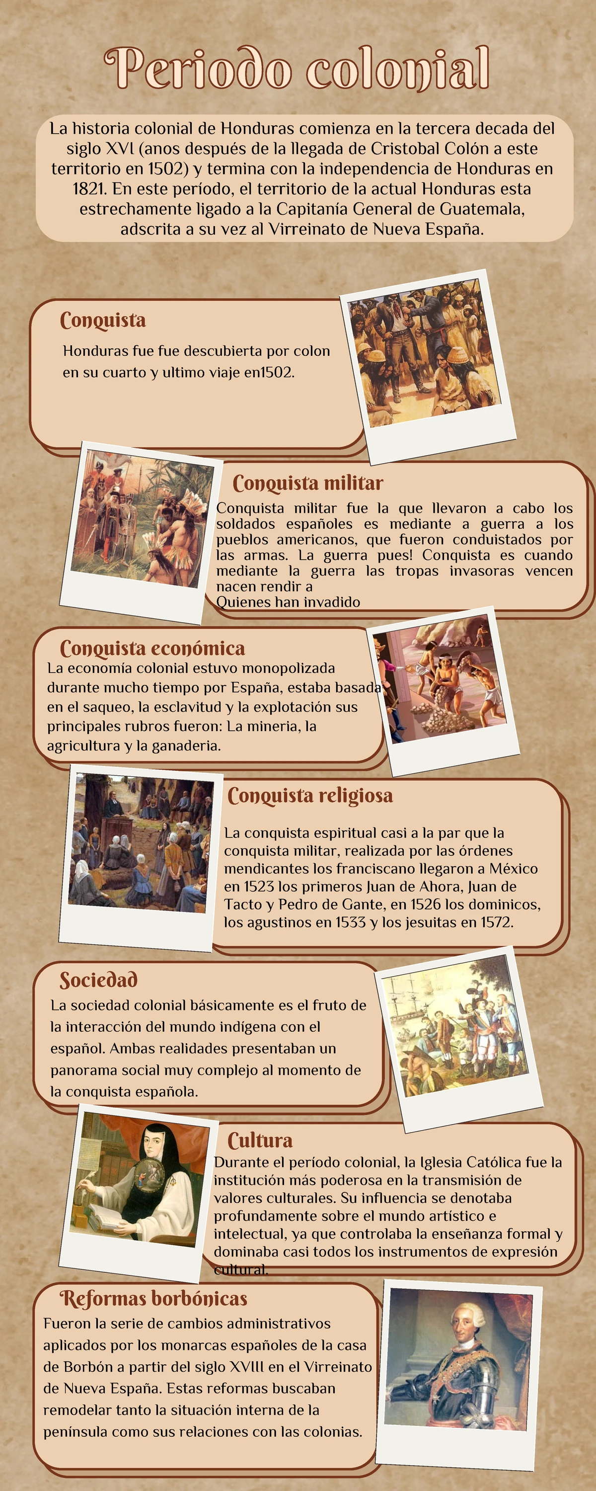Hechos Relevantes del Periodo Colonial en Honduras - Infografía - Studocu