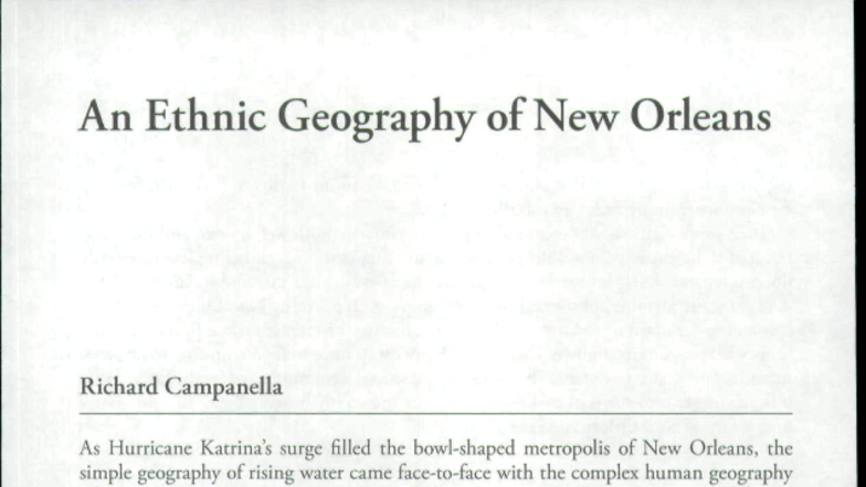 Ethnic Geography of New Orleans: Historical Patterns & Hurricane Impact ...