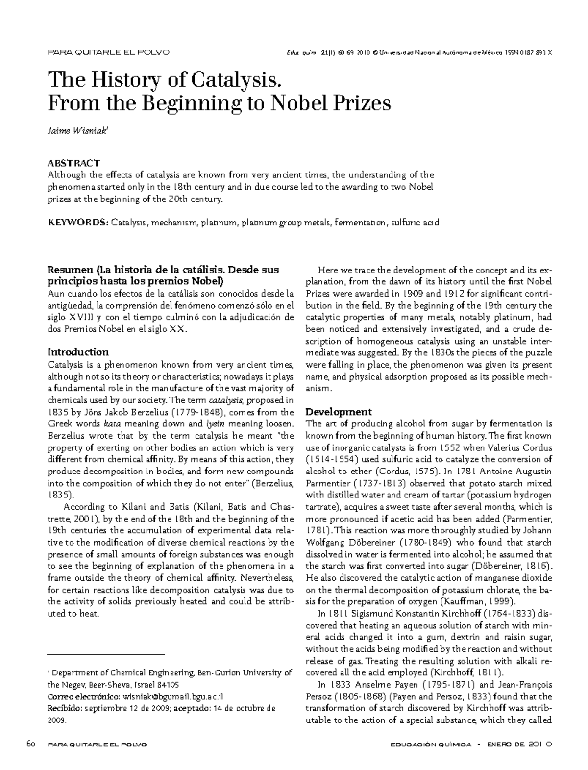 Historia de la Catálisis: Desde sus Inicios hasta los Premios Nobel ...