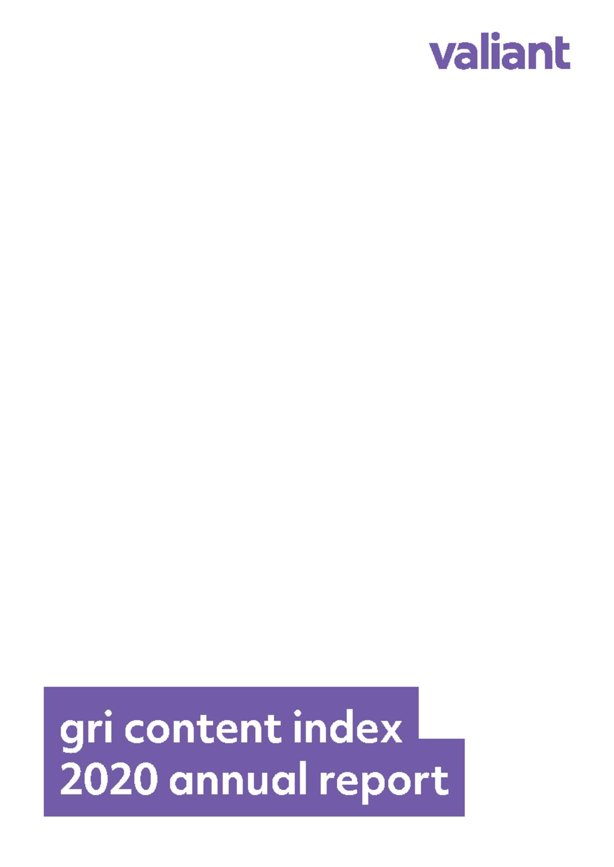 GRI Content Index 2020 Annual Report: Valiant Holding AG Insights - Studocu