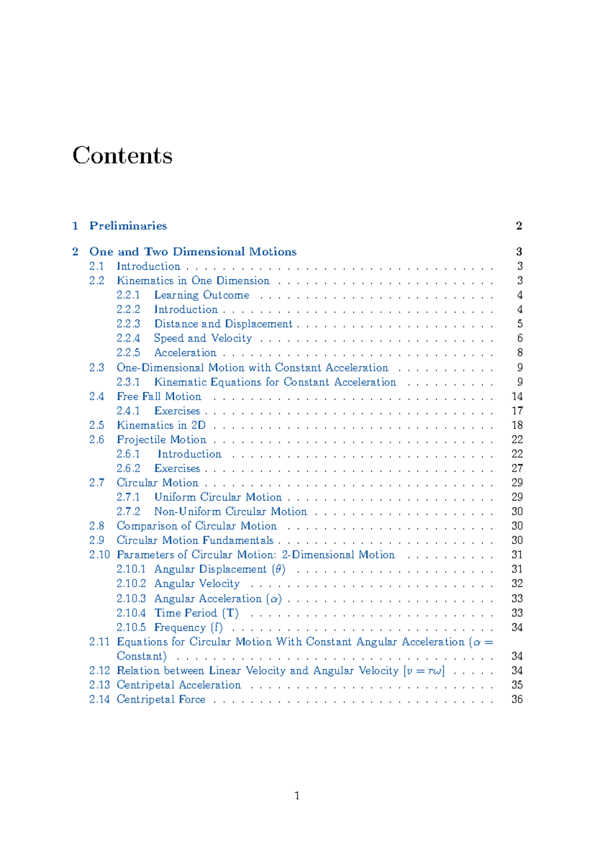 WKU PHYS 101 Chapter 2: Kinematics Overview and Key Concepts - Studocu