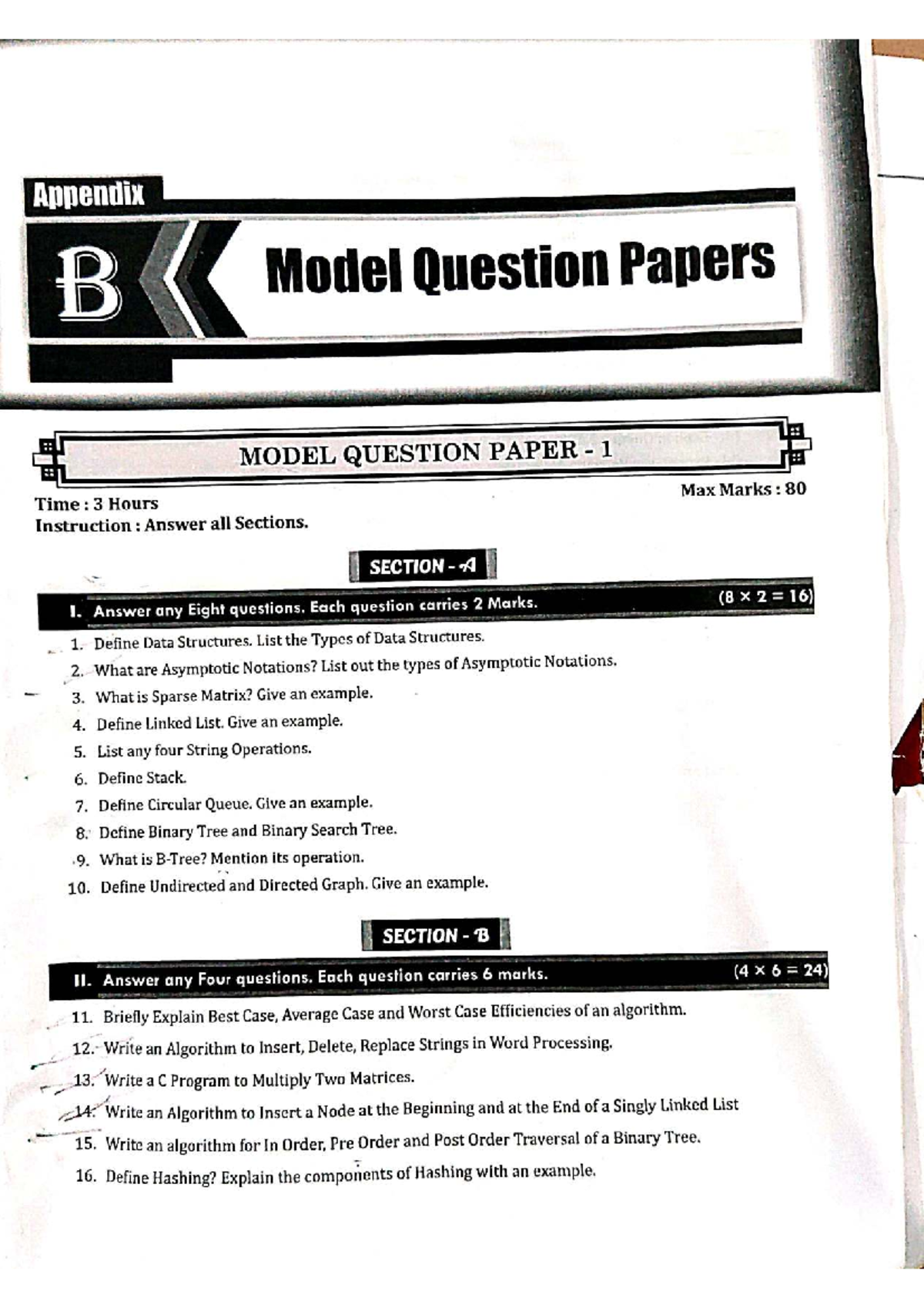 Data Structures BE: Model Question Papers and Solutions - Studocu