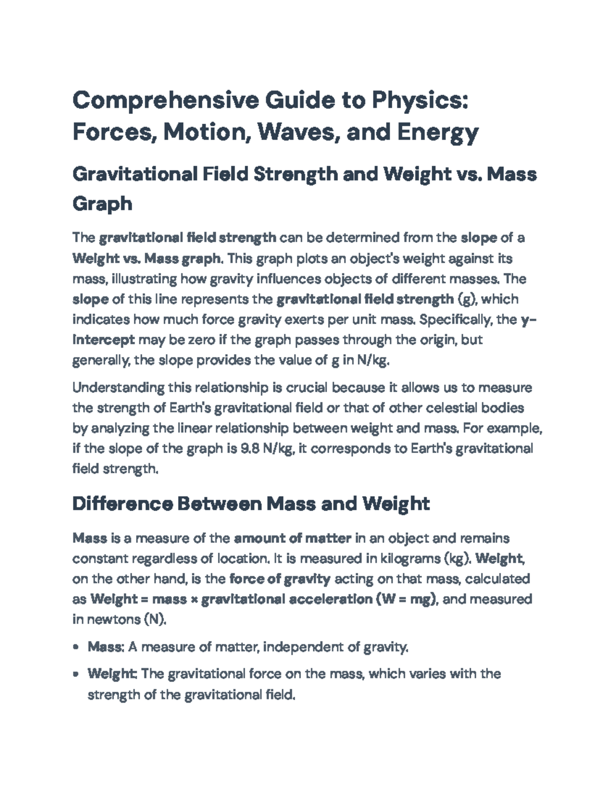 Comprehensive Physics Guide (PHYS 101): Forces, Motion, Waves & Energy ...