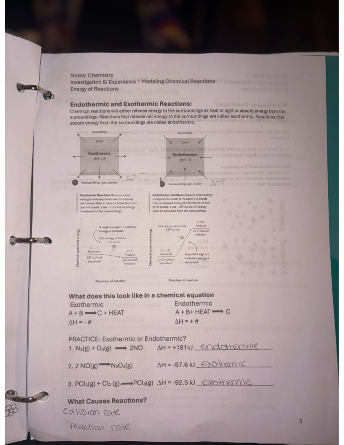 Chemistry Notes: Modeling Chemical Reactions - Studocu