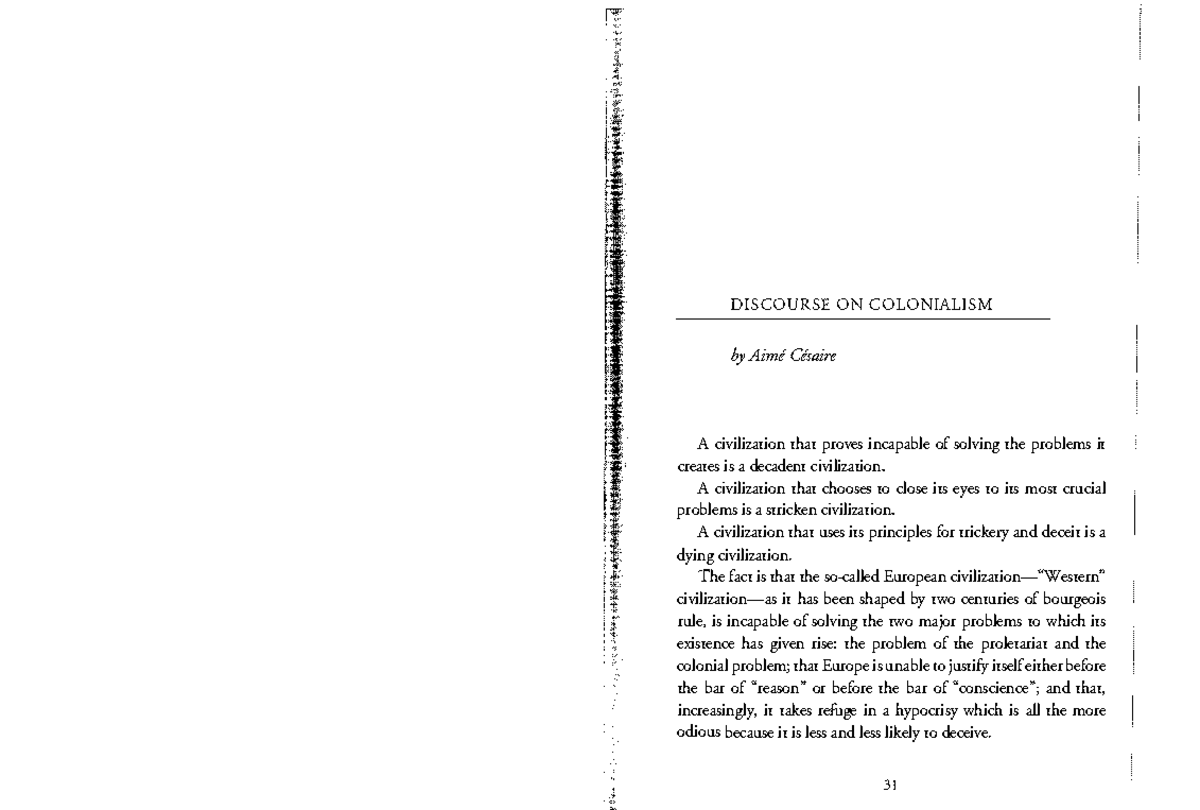 AIM 101: Aime Cesaire's Discourse on Colonialism - Critical Analysis ...