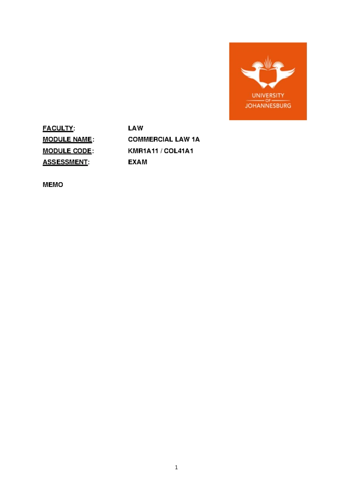 Exam Revision 2023 - commercial law - COMMERCIAL LAW 1A EXAM REVISION ...