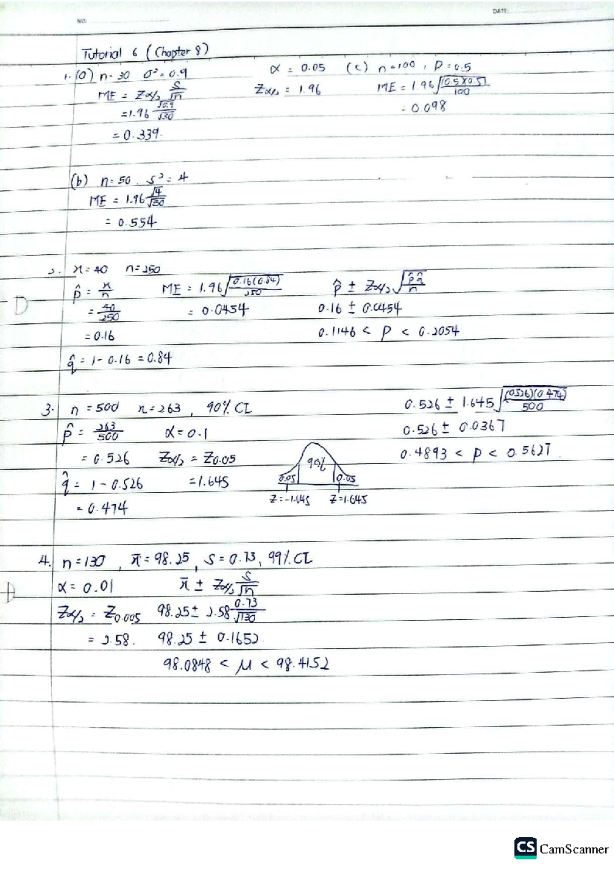 Tutorial 6 (Chapter 8) - Homework Solutions and Exercises - Studocu