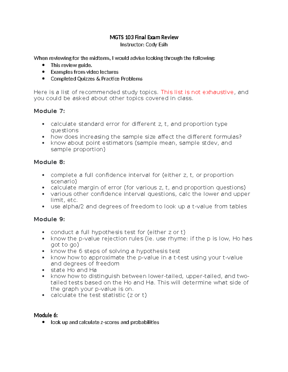 MGTS 103 Final Exam Study Guide: Key Topics & Tips - Studocu