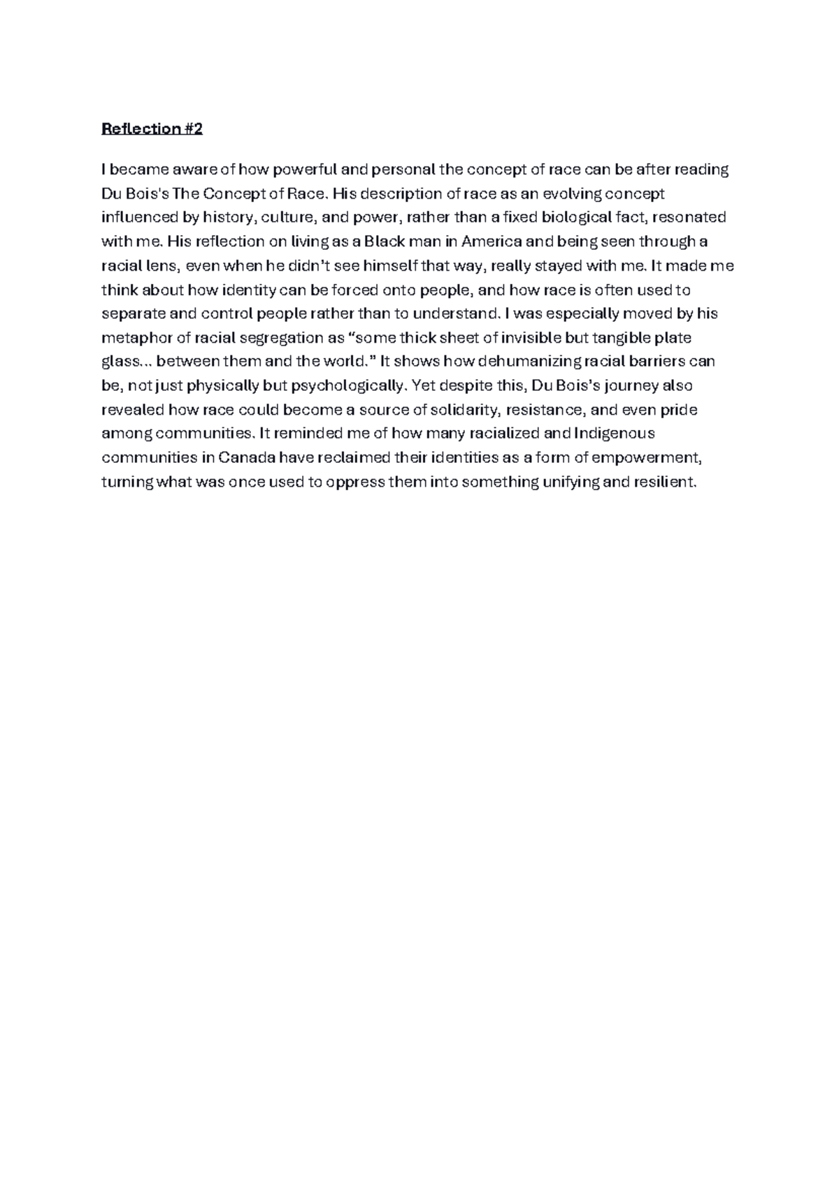 Reflection #2: Understanding Race and Identity in Du's Work - Studocu