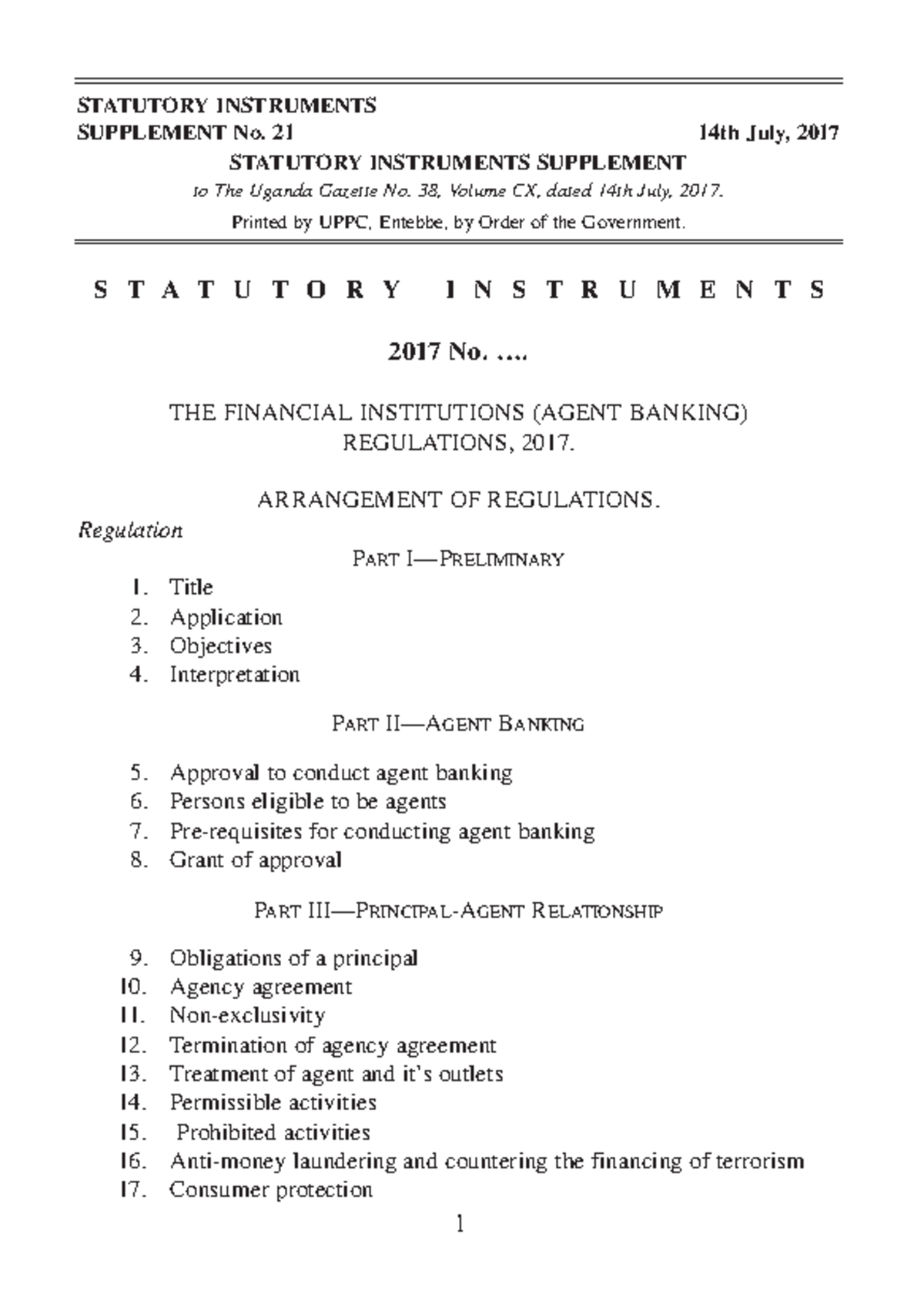Agent Banking Regulations 2017: Comprehensive Legal Framework - Studocu