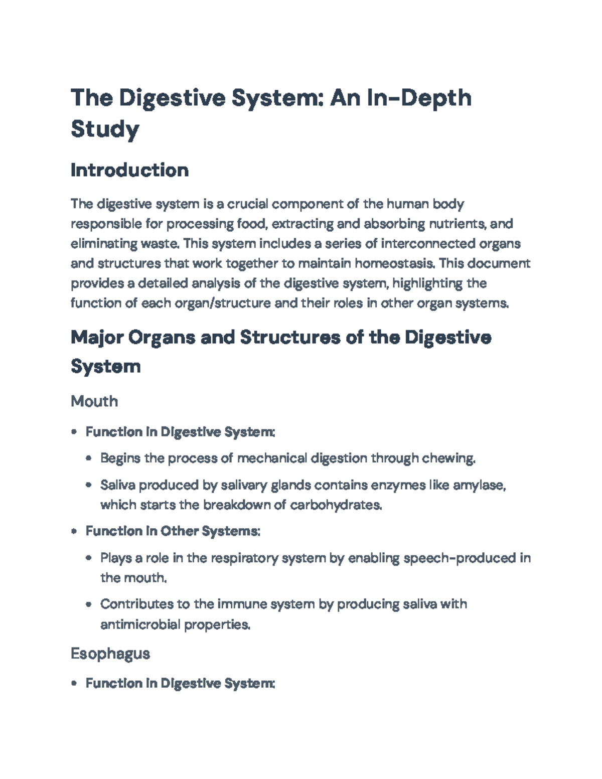 Comprehensive Study of the Digestive System: Structure & Function - The ...
