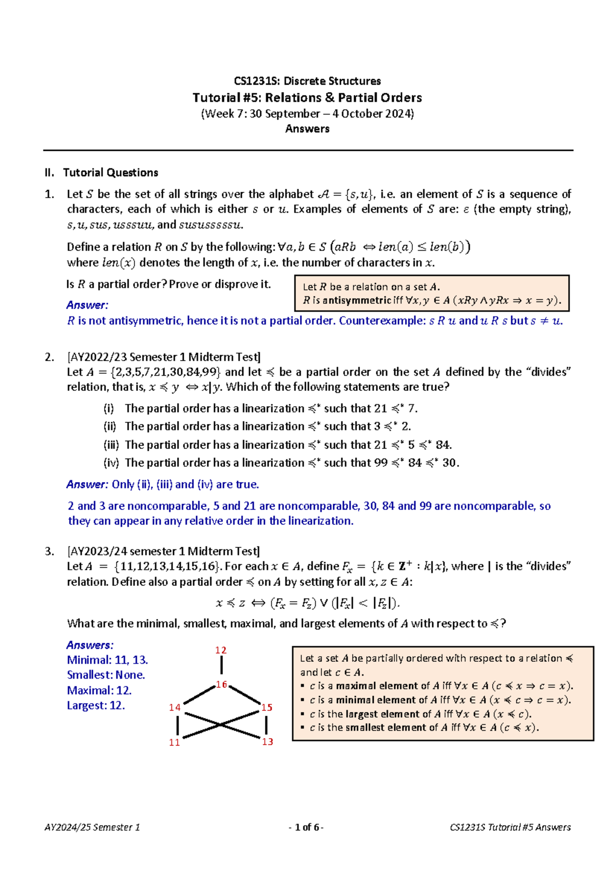 Tut05ans post - tut 5 ans - CS1231S: Discrete Structures Tutorial # 5 ...