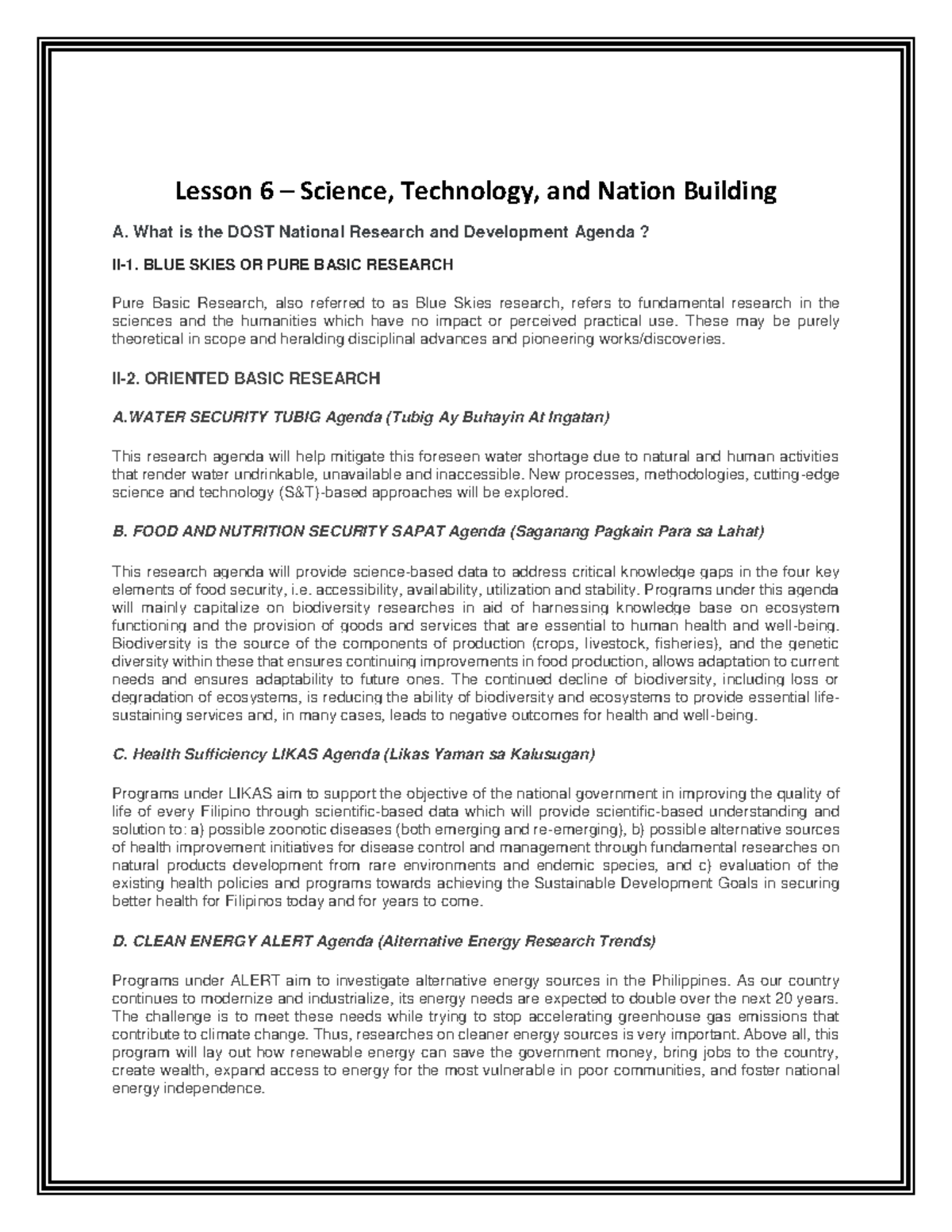 Lesson 6: Science, Tech, and Nation Building B Overview - Studocu