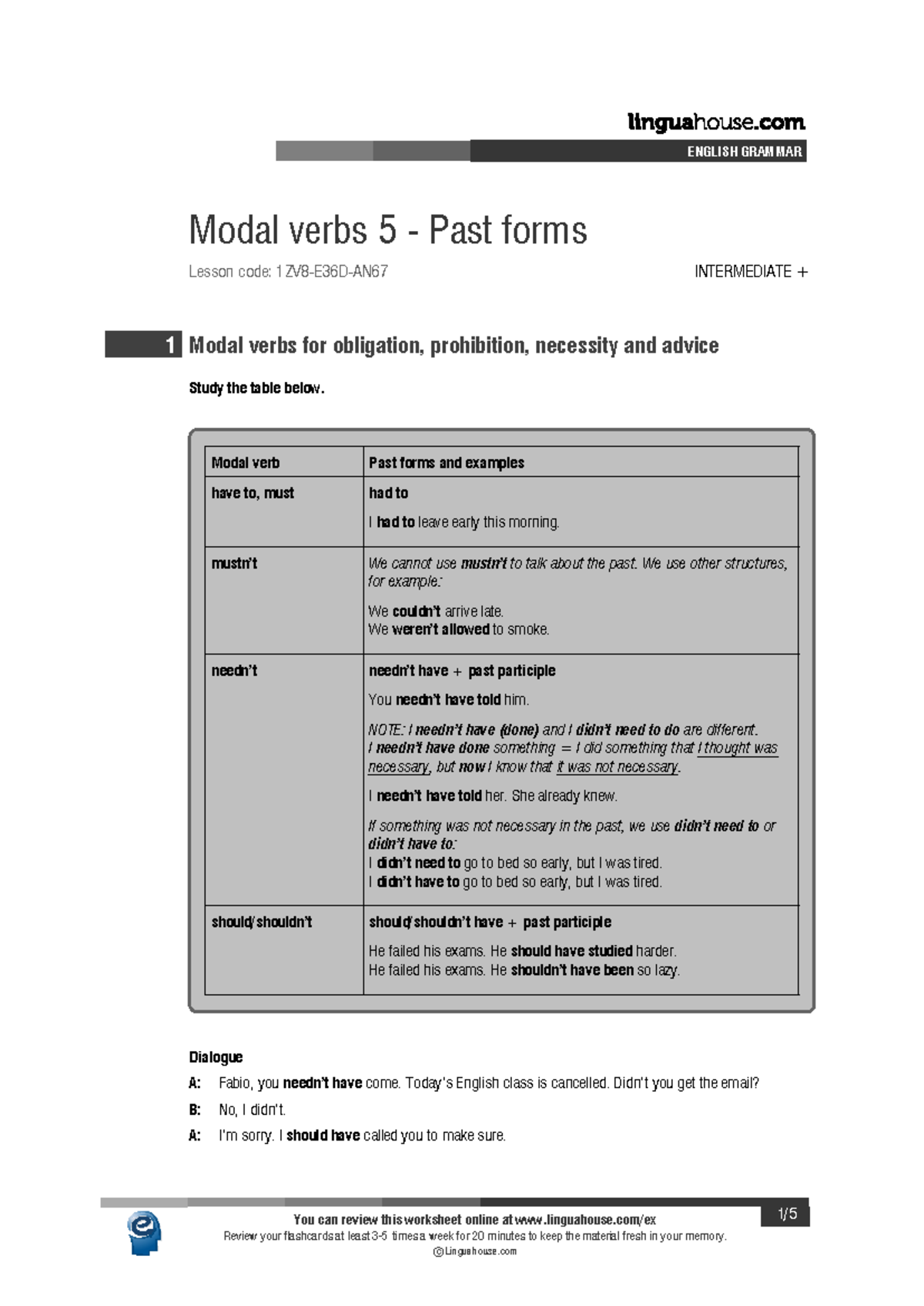 Modal verbs 5 past forms - AA AA ENGLISH GRAMMARENGLISH GRAMMAR Modal ...