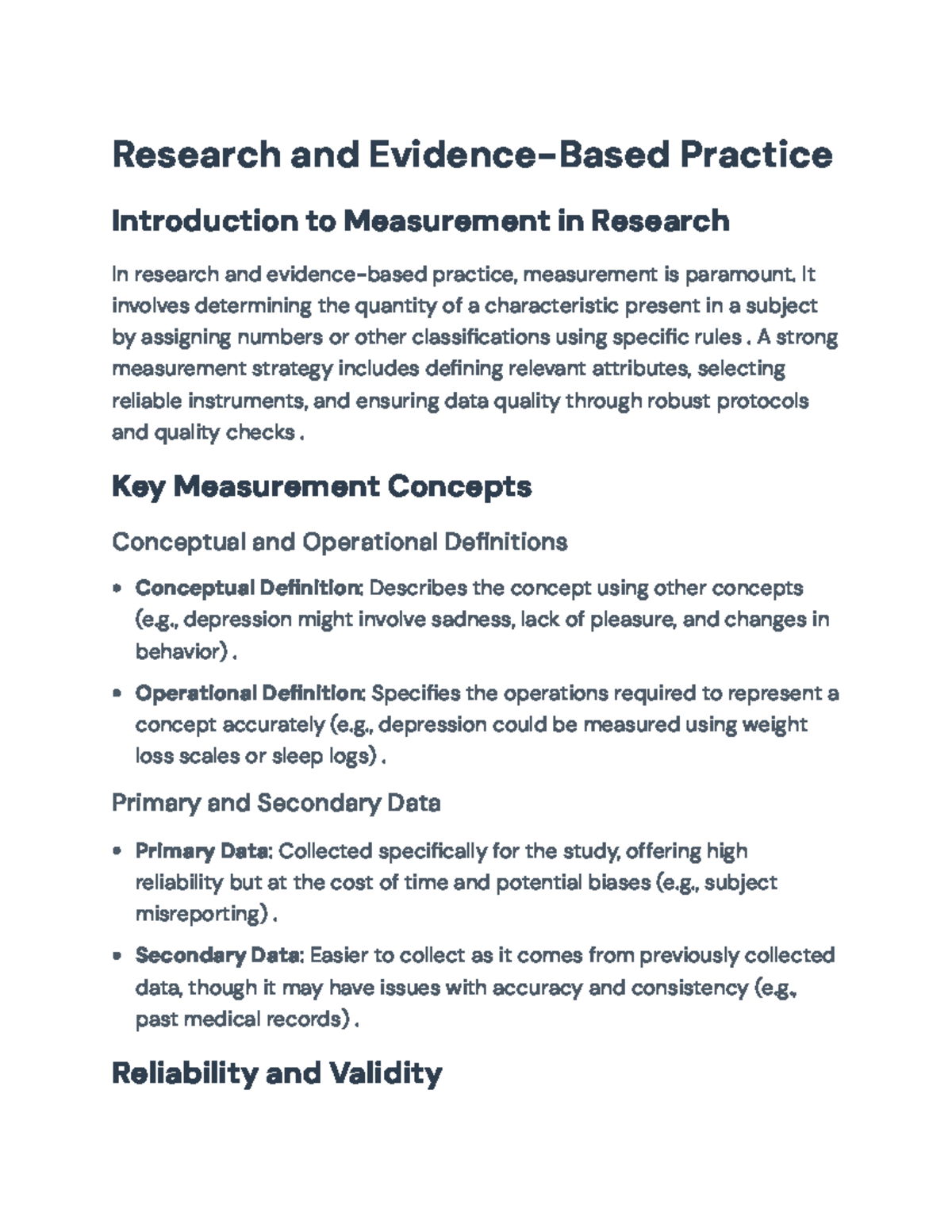Research and Evidence-Based Practice: Measurement Principles (R&E 101 ...