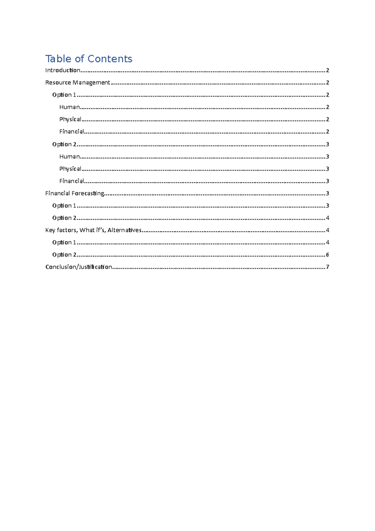 Unit 7 mock 4 Electrical business - Report - Table of Contents - Studocu