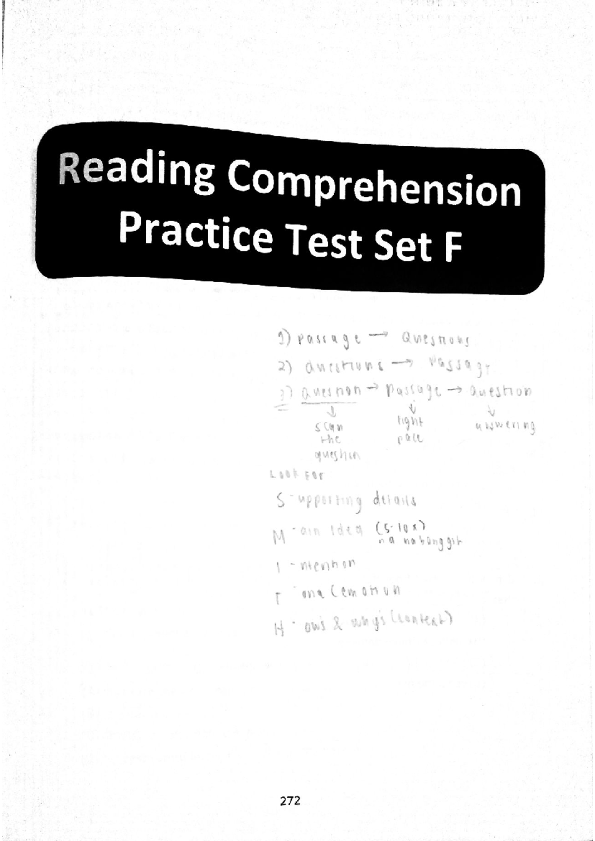 Reading comprehension practice test set F: questions and passages - Studocu