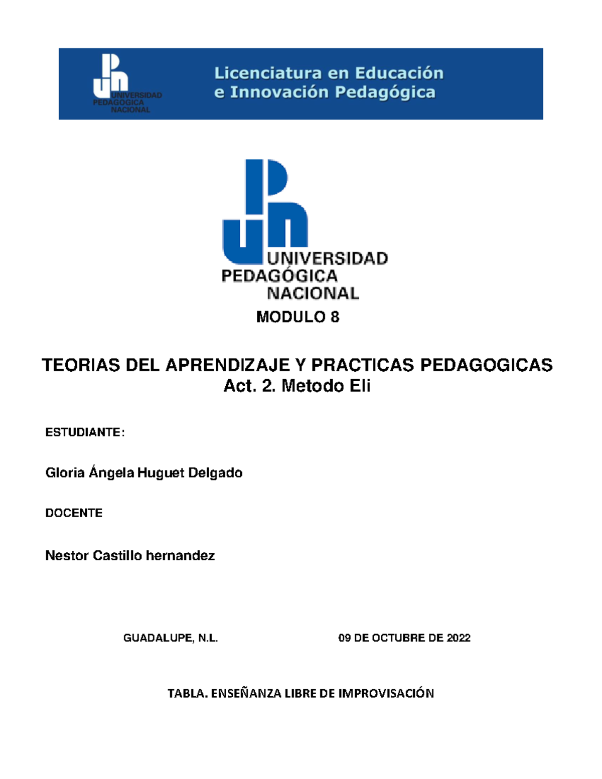 GAHD Modulo 8 - Teorías del Aprendizaje y Método Eli - Studocu