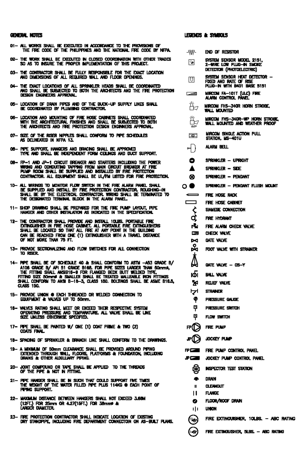 Gen Notes & Symbols for Fire Protection Project NFPA - Studocu