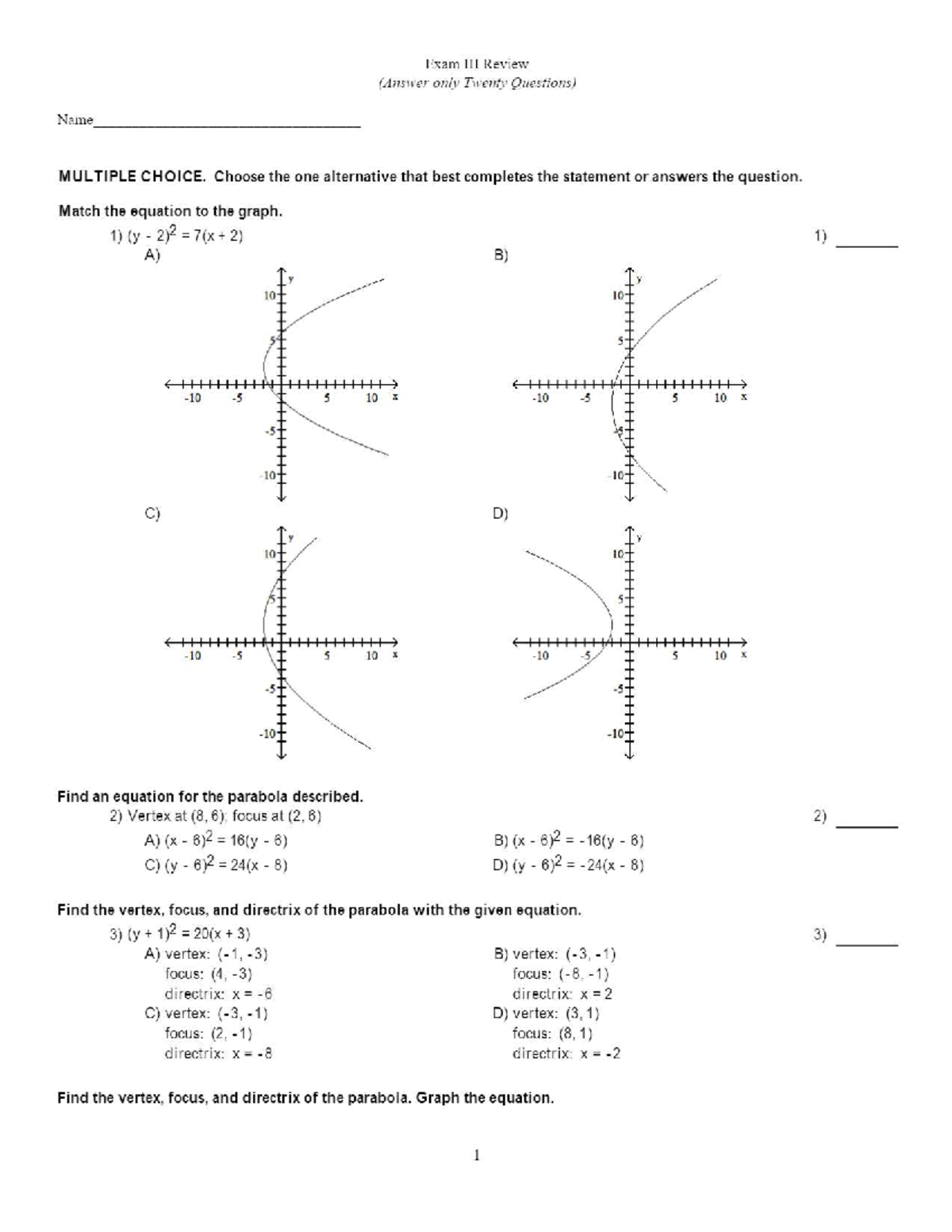 Conic 14 - Final Exam Review: Multiple Choice Questions and Solutions - Studocu