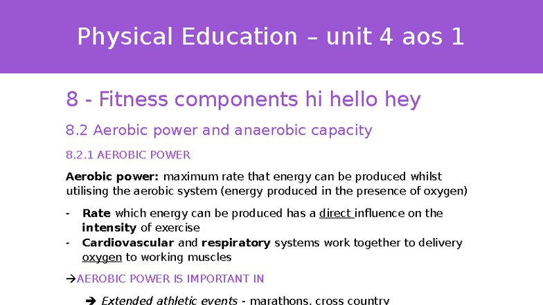 5PE Unit 4 AOS 1 - Fitness Components: Aerobic & Anaerobic Capacity ...