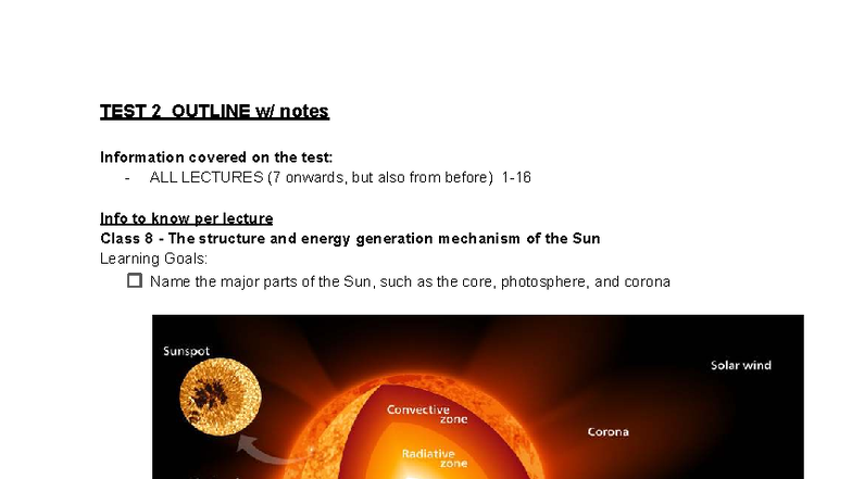AST101 Lecture Notes: Structure & Energy of the Sun (LEC 7-15) - Studocu