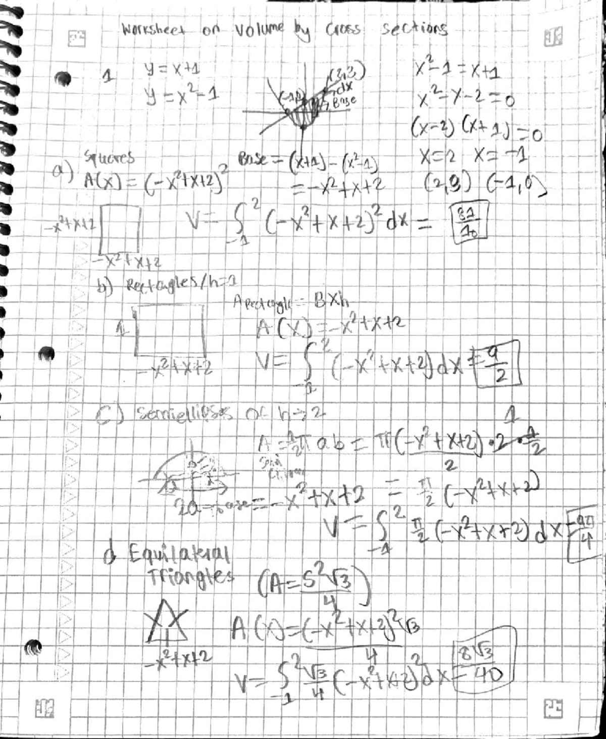 Worksheet on Volume and Cross Sections (313) - Studocu