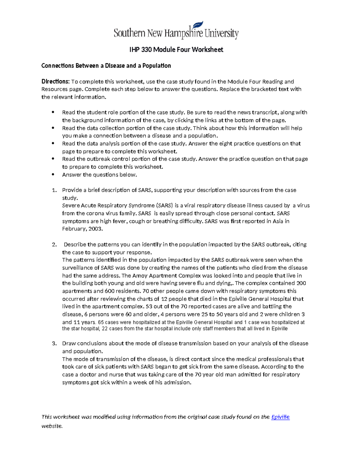 IHP 330 Module Four Worksheet - IHP 330 Module Four Worksheet ...