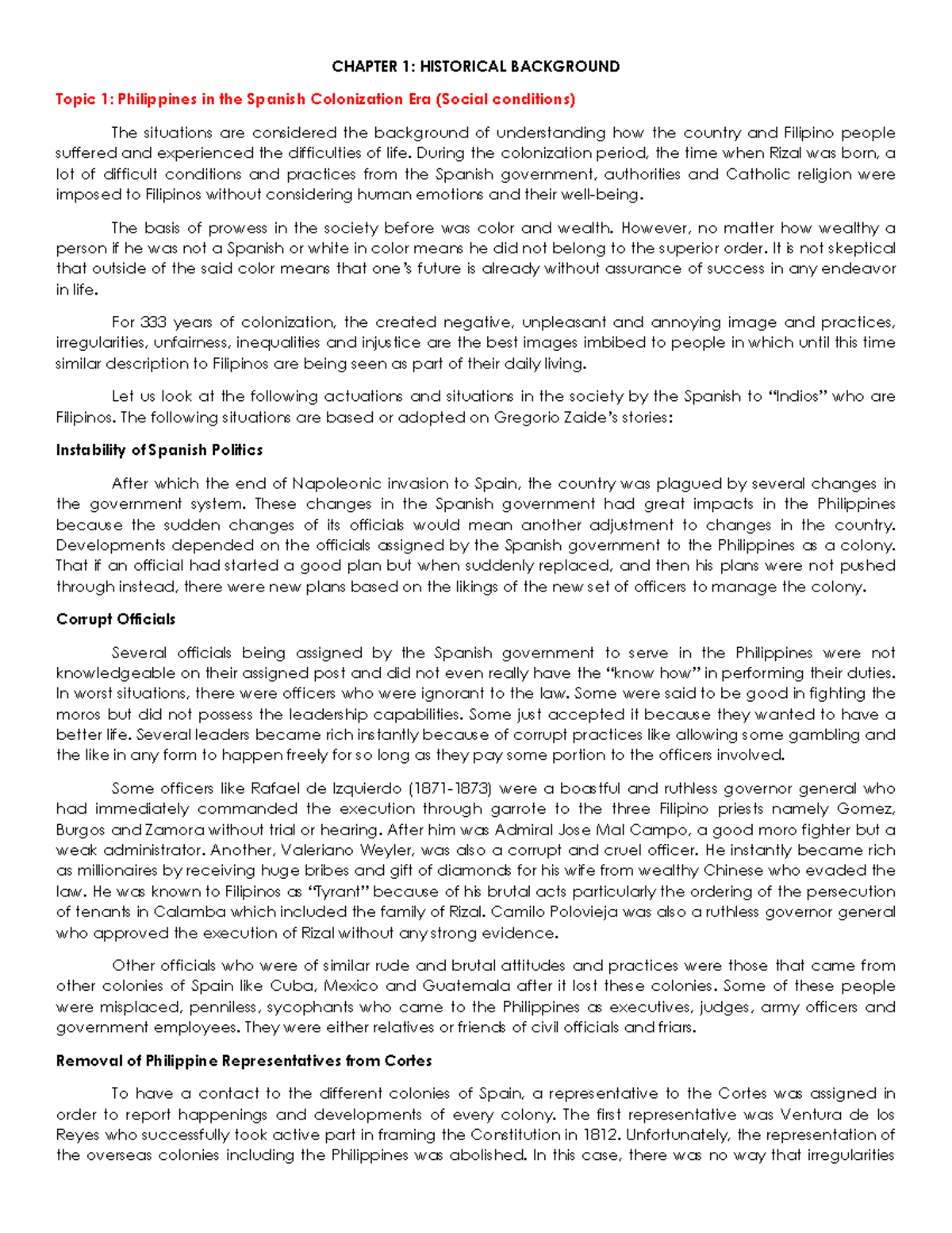 CHAPTER 1 & 2: Historical Context and Early Life of Jose Rizal (RIZAL ...