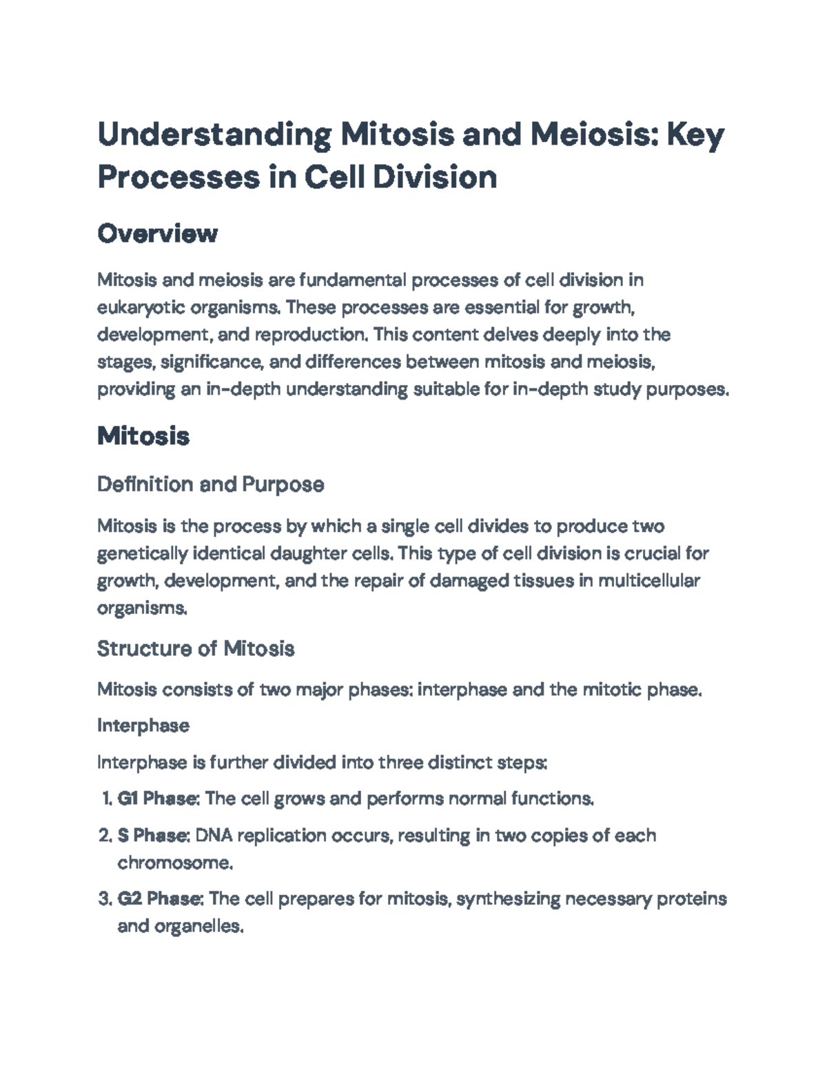 Understanding Mitosis and Meiosis: Key Processes in Cell Division ...