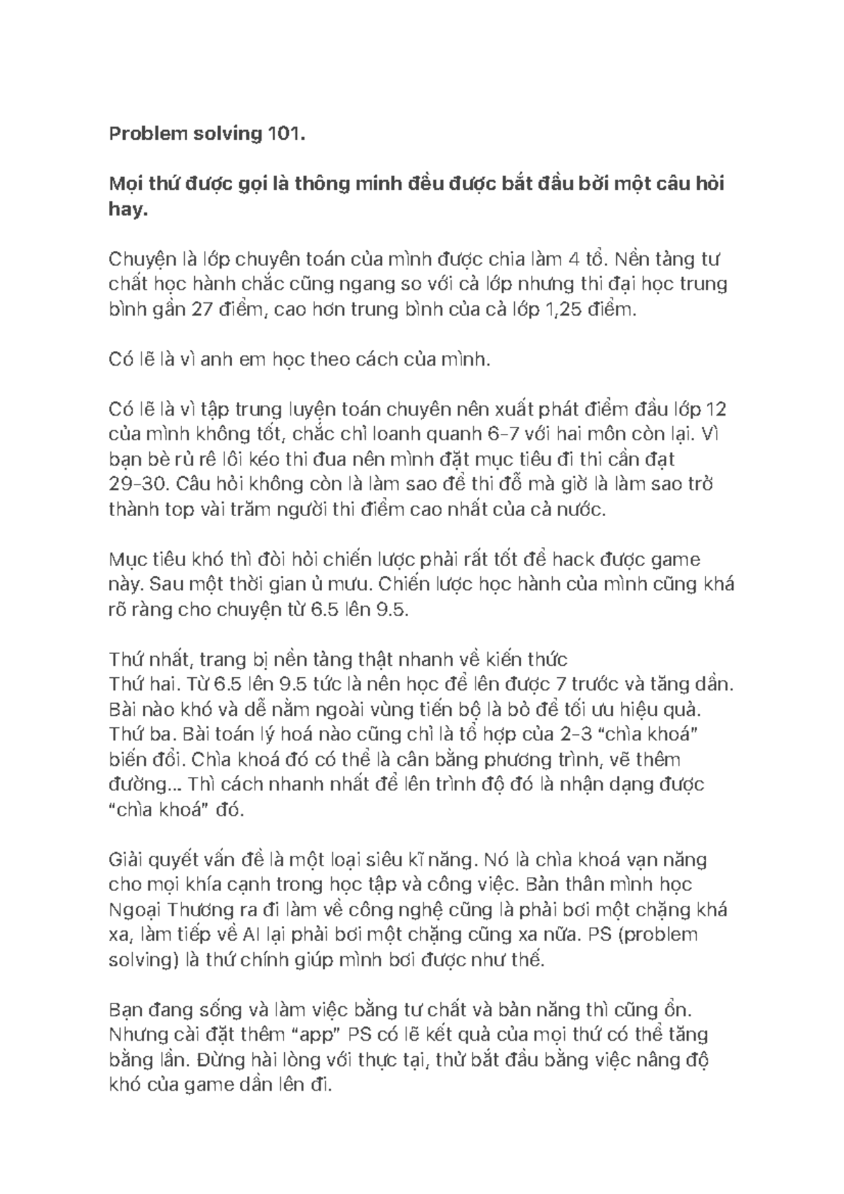 Problem solving 101 - Some materials - Problem solving 101. Mọi thứ được gọi là thông minh đều ...