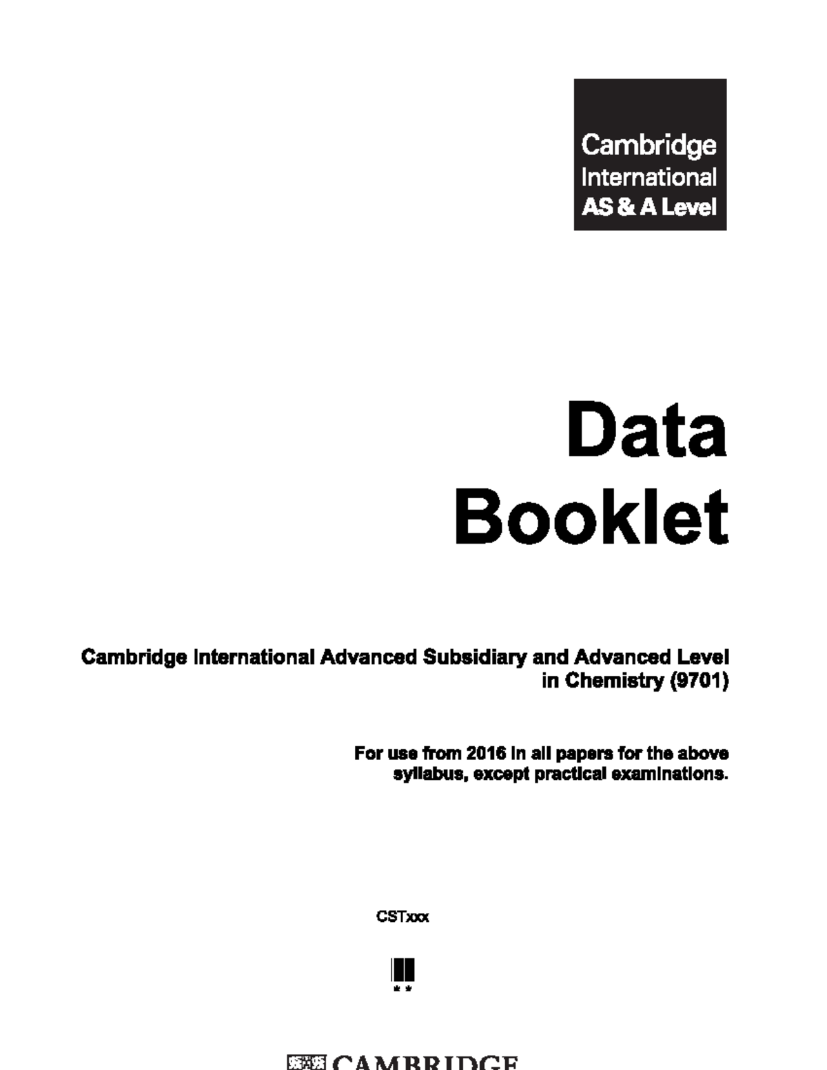 Cambridge International AS A Level Chemistry Data Booklet (9701) - Studocu