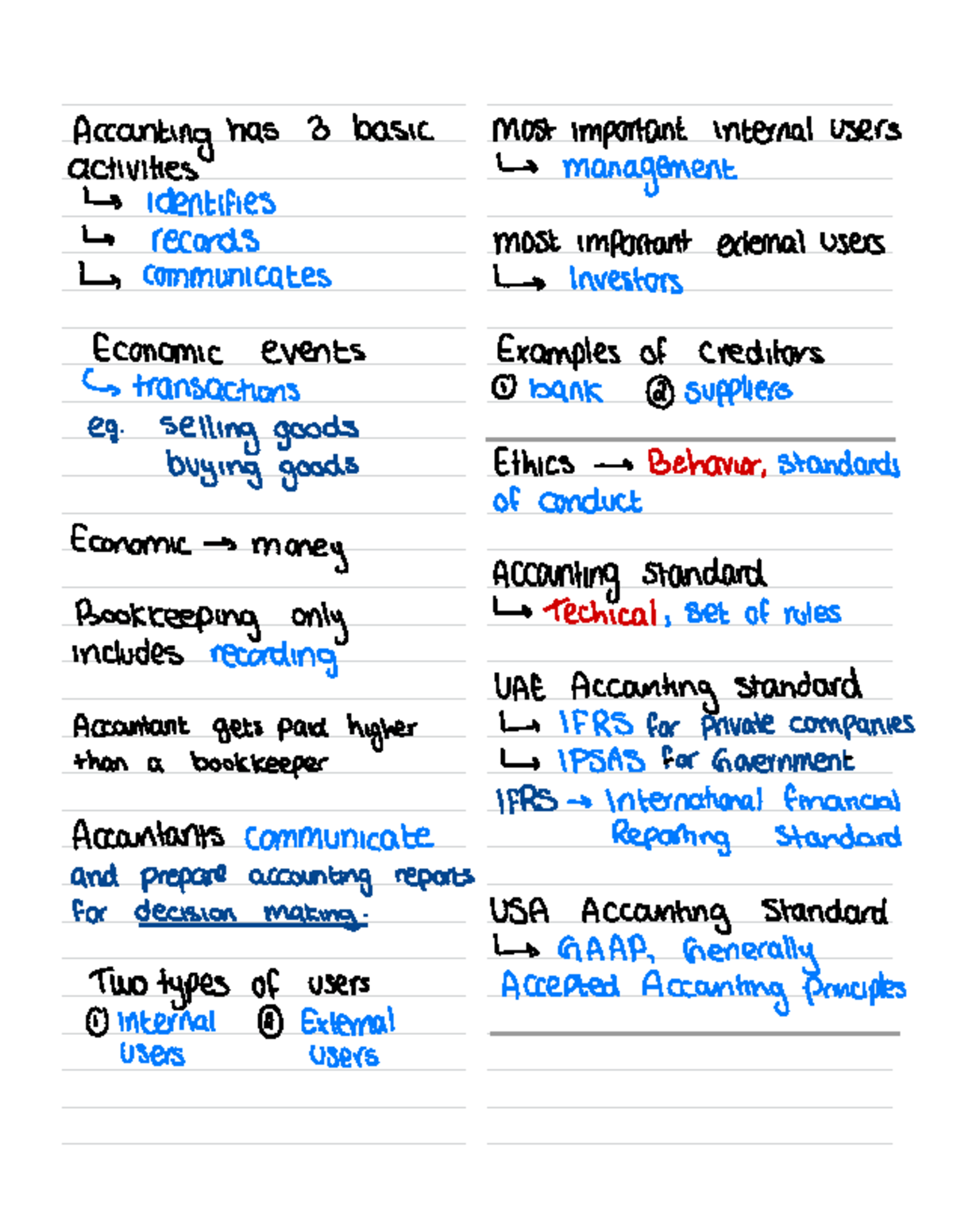 ACC 101 Chapter 1 Lecture Notes on Accounting Principles and Users ...