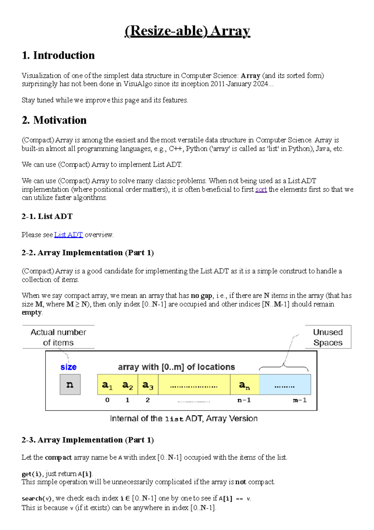 CS101: Notes on (Resize-able) Array and Its Applications - Studocu