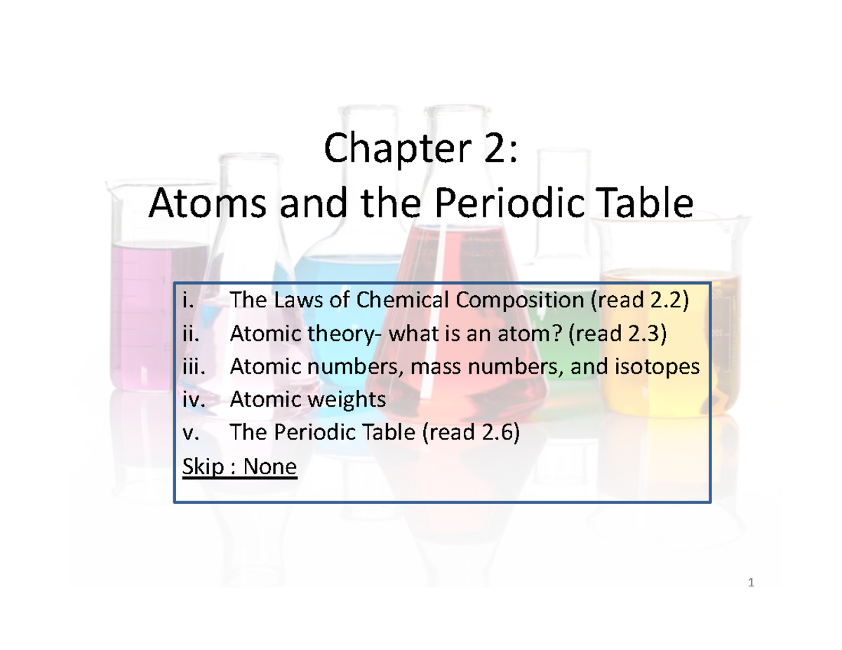 Chemistry Notes: Atomic Structure & Isotopes (Chapter 2) - Studocu