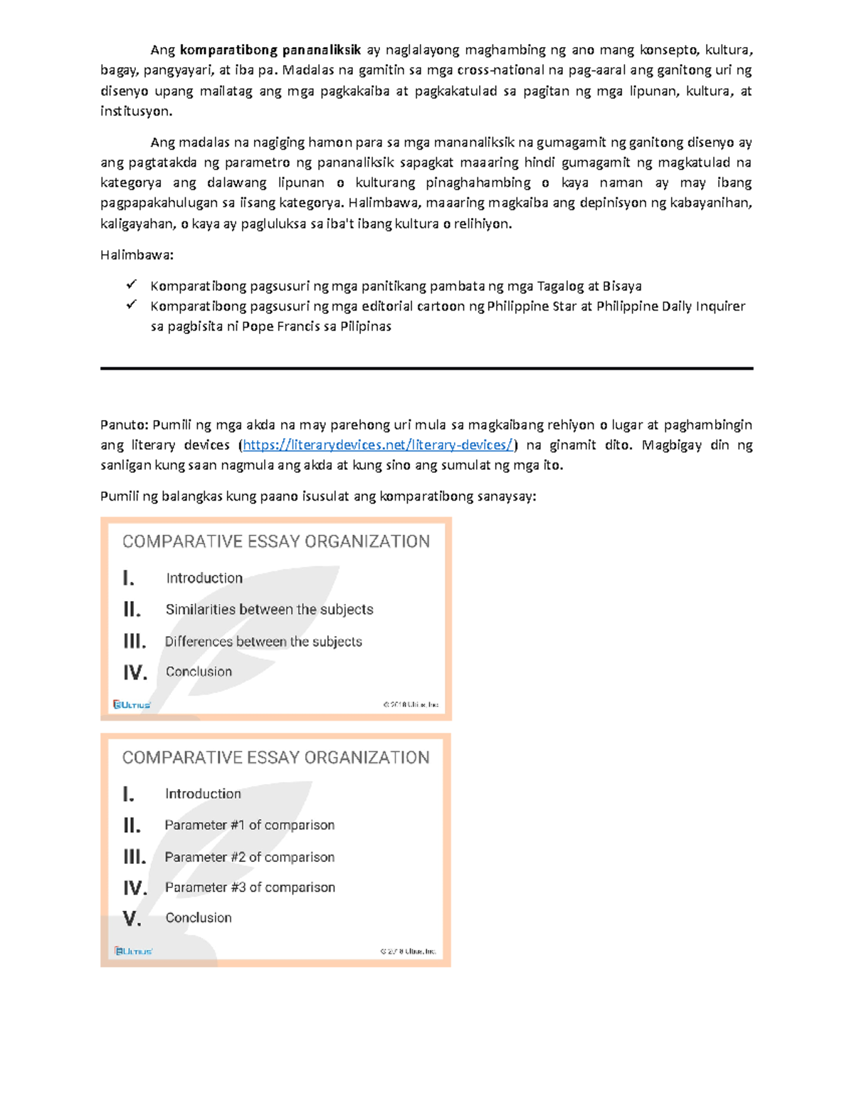 Komparatibong Sanaysay sa Pananaliksik at Literatura: Mga Gabay at ...