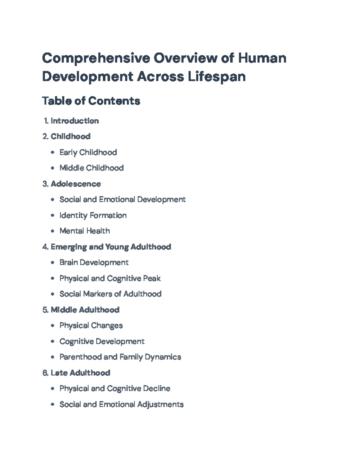Human Development Across the Lifespan: A Comprehensive Overview ...