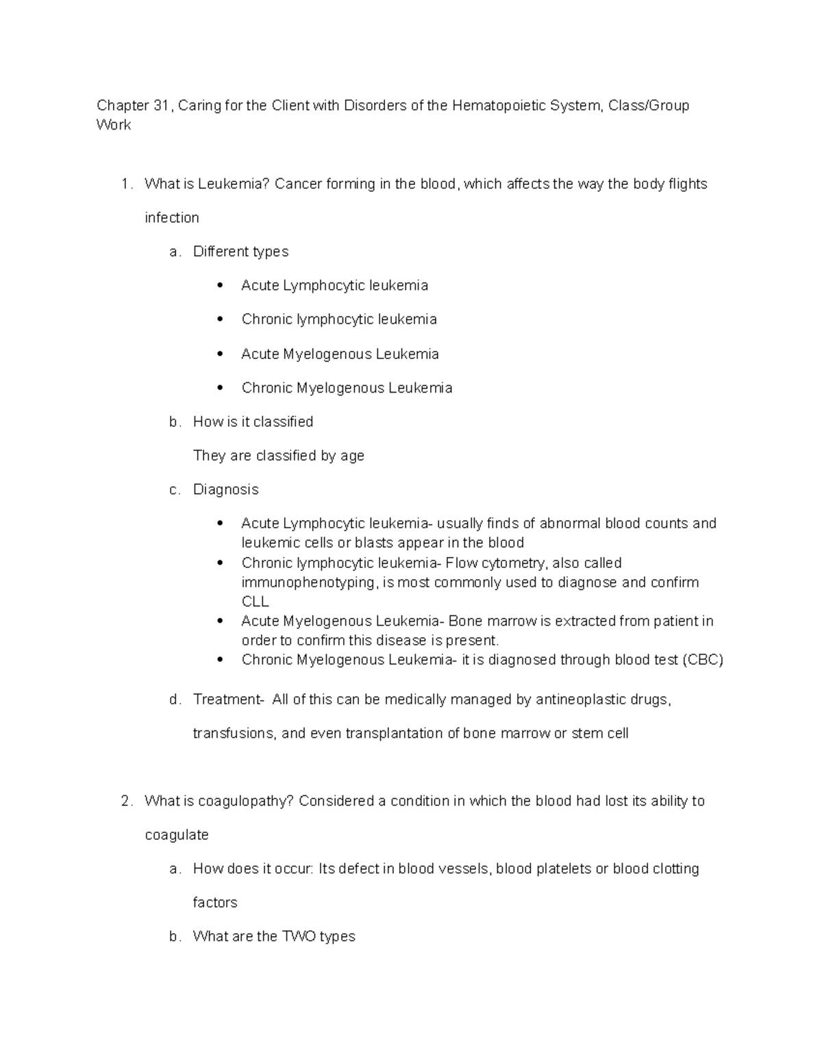 Ch 31-32 Group Work - case study - Chapter 31, Caring for the Client ...