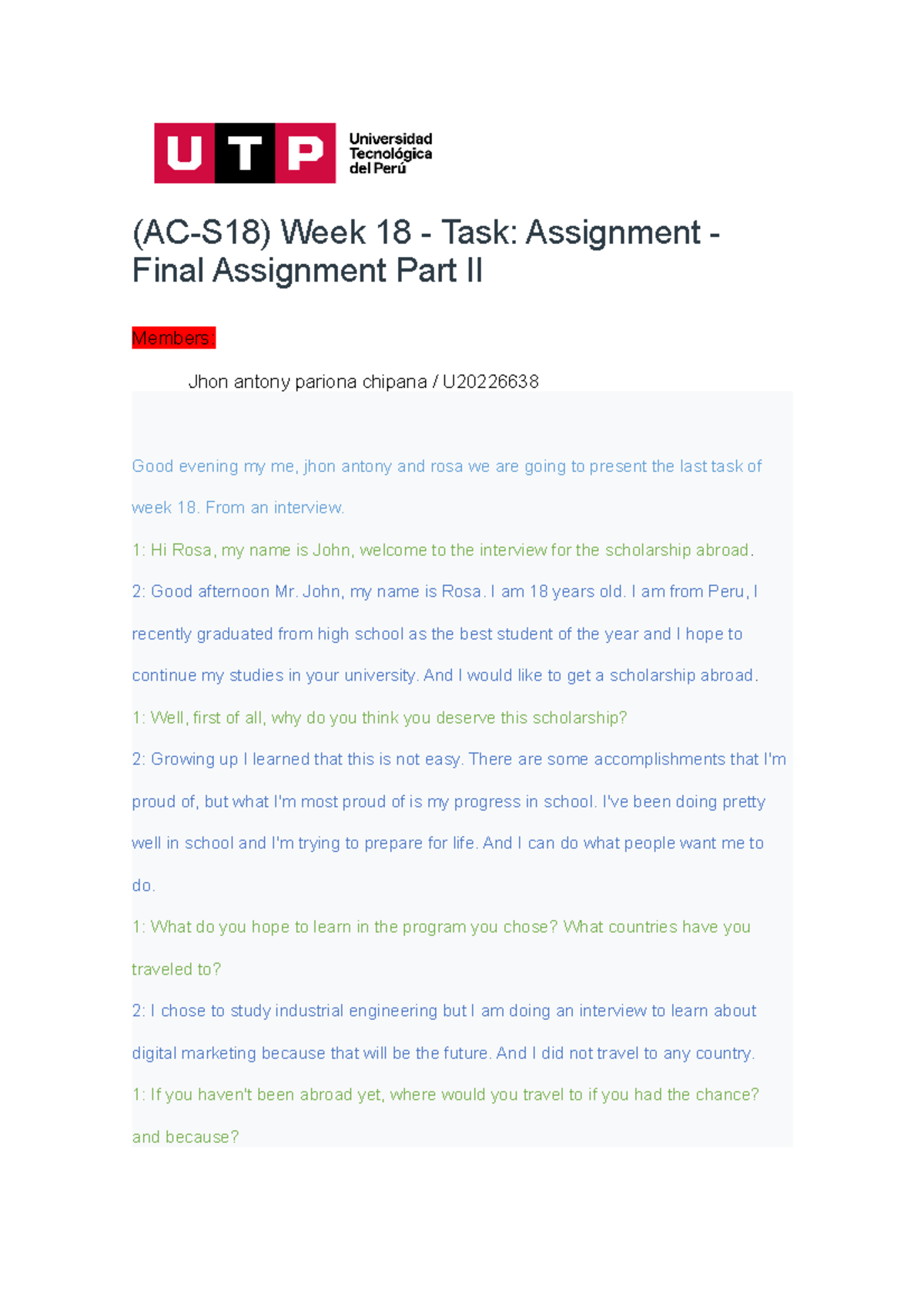 AC18 - AC-S18) Week 18 - Task: Assignment - Final Assignment Part II segunda parte - (AC-S18 ...