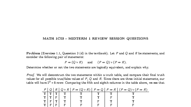 MATH 1C03 MIDTERM 1 REVIEW SESSION QUESTIONS - Studocu