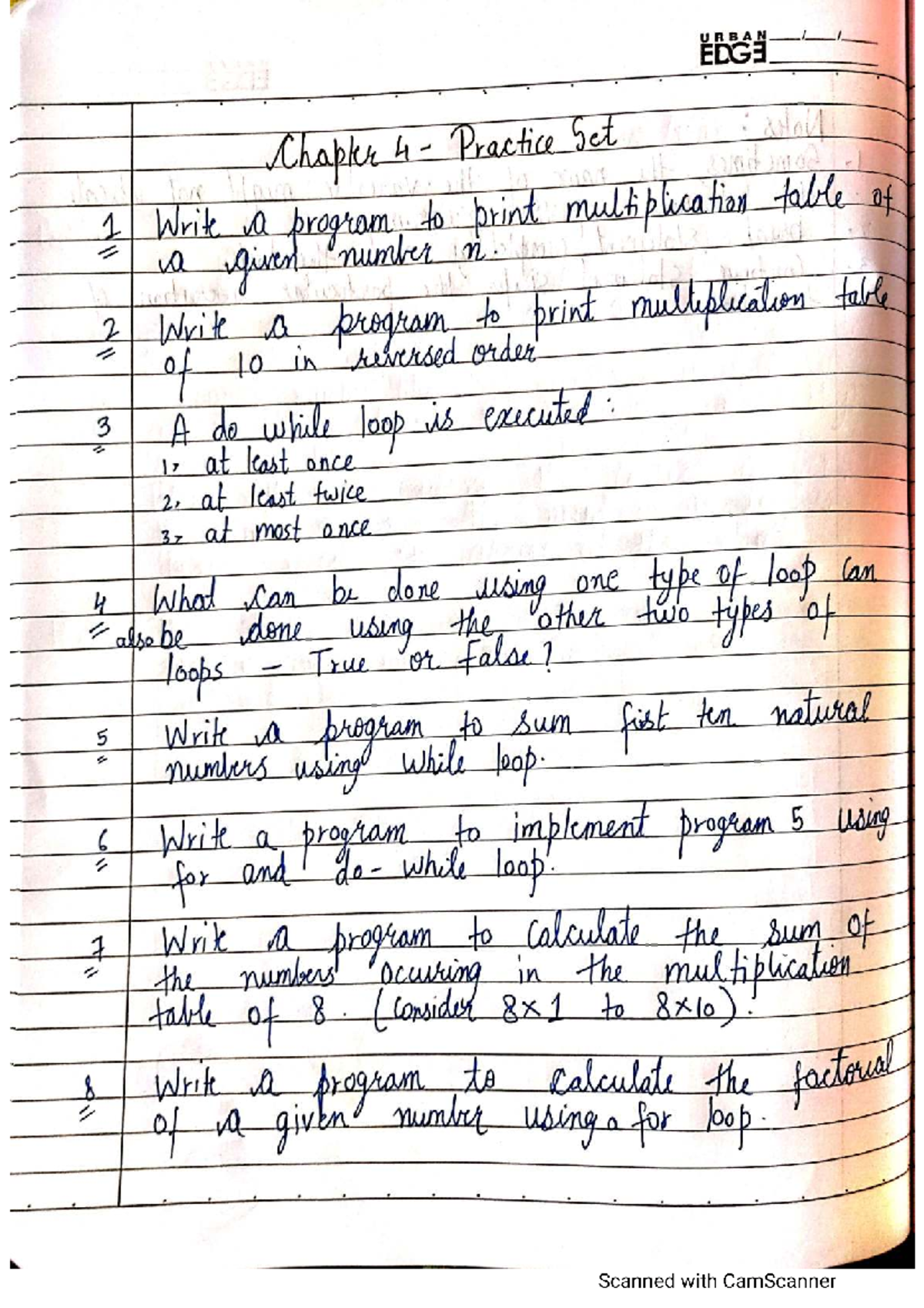 Chapter 4 - Practice Set - 2 Write a program to print multiplication ...